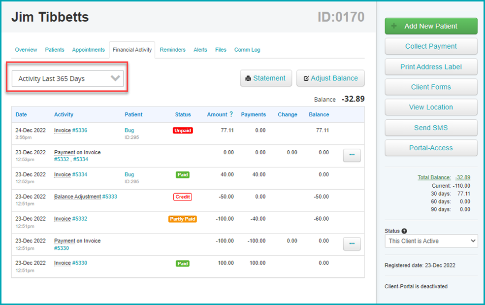 Review client account history – IDEXX Neo